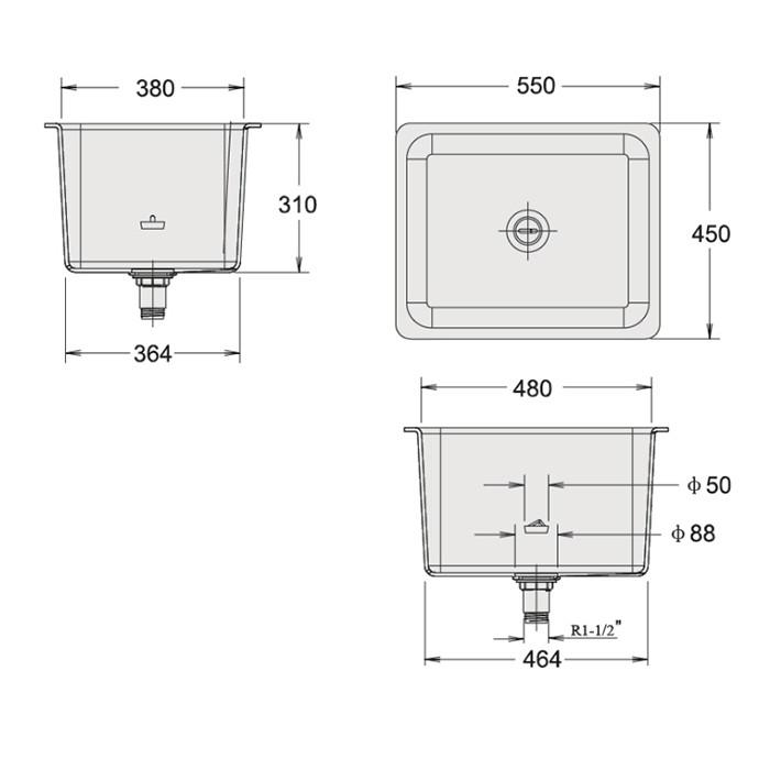 Polypropylene Sink 550x450x310mm – Lab Fit Africa